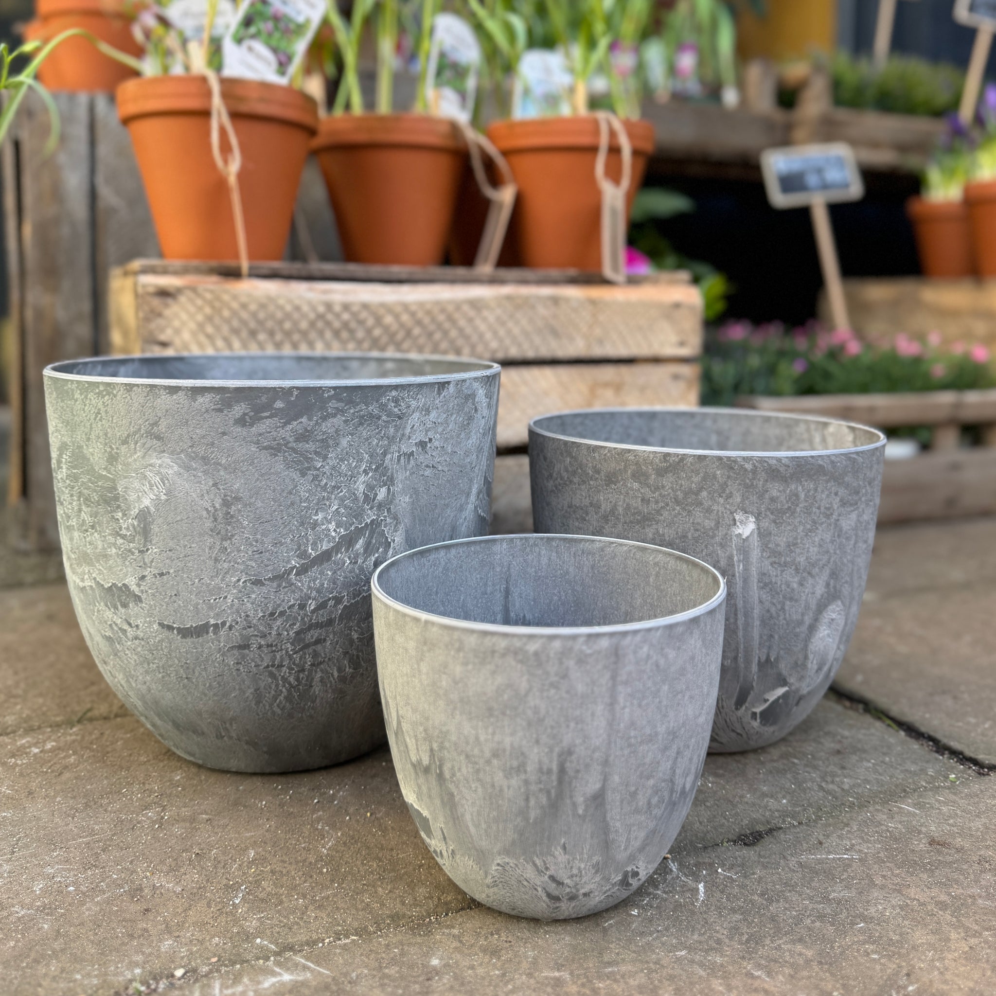 Bola Artstone Pots - Grey | grow urban.